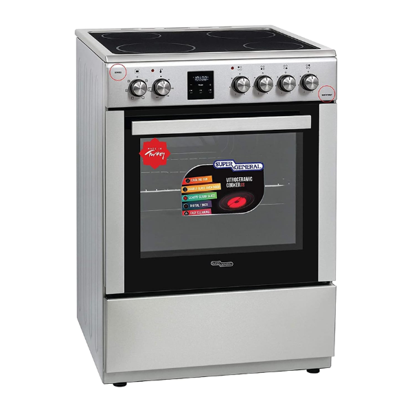 SUPER GENERAL SGCV60DSS Freestanding Vitro-Ceramic Electric Cooker Silver